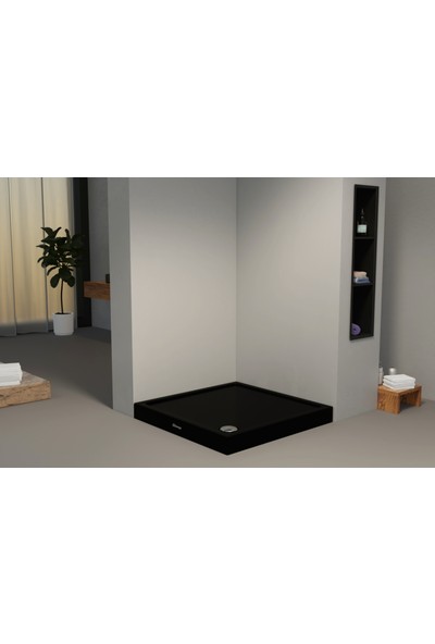 Dbbanyo Kare Monoblok Siyah Duş Teknesi 90 x 90 x 11 cm