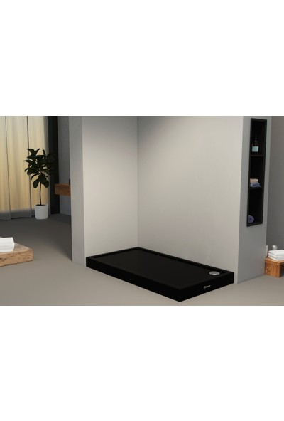 Dbbanyo Dikdörtgen Monoblok Siyah Duş Teknesi 80 x 100 x 11 cm