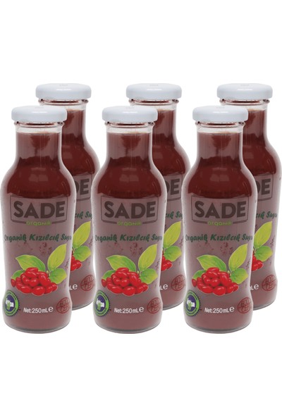 Sade Organik Kızılcık Suyu 250ML 6'lı Sade Organik Kızılcık Suyu 250ML 6'lı