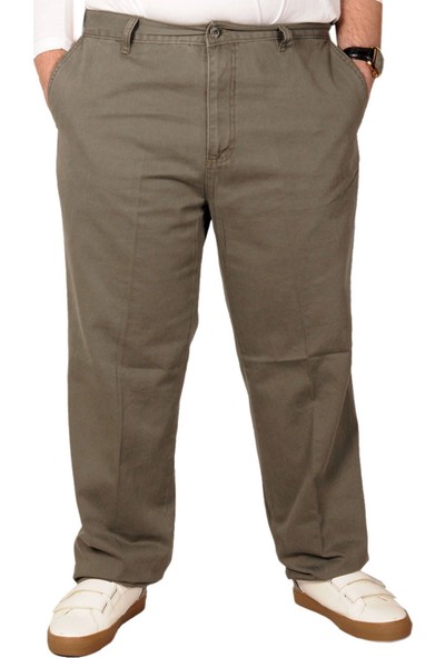 ModeXL Büyük Beden Erkek Gabardin Pantolon 21002 Haki
