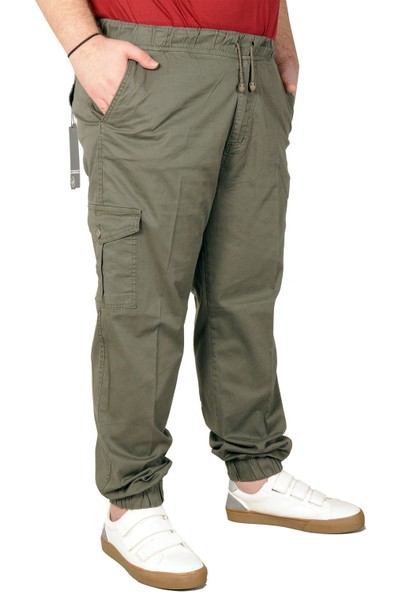 ModeXL Büyük Beden Erkek Keten Kargo Jogger Valencia 21911 Haki ModeXL Büyük Beden Erkek Keten Kargo Jogger Valencia 21911 Haki
