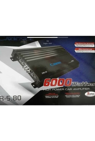 Cadence Xr 5,80 5 Kanallı 6000 Watt Bass Kontrollü Oto Amfi Cadence Xr 5,80 5 Kanallı 6000 Watt Bass Kontrollü Oto Amfi