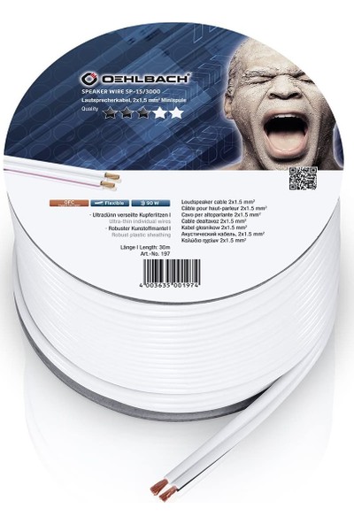 Oehlbach Sp-15 1000 Beyaz Hoparlör Kablosu (10M)