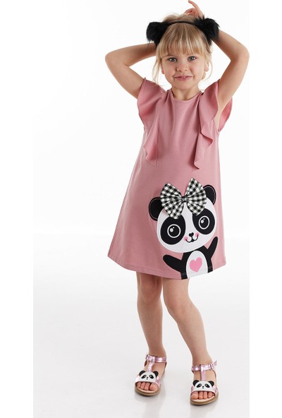Denokids Panda Fırfır Detaylı Kız Elbise