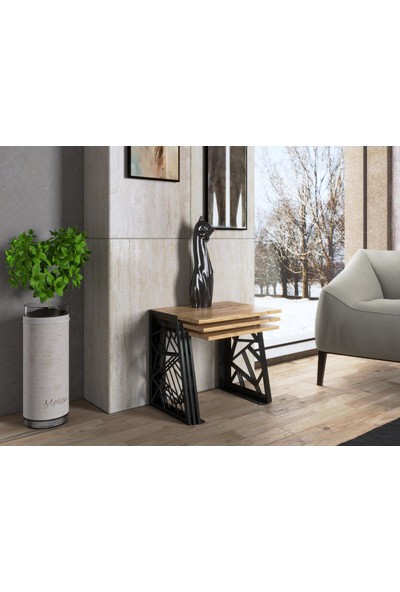 Wood'n Love Roma Üçgen Metal Ayaklı Zigon Sehpa - Atlantik Çam / Siyah Wood'n Love Roma Üçgen Metal Ayaklı Zigon Sehpa - Atlantik Çam / Siyah