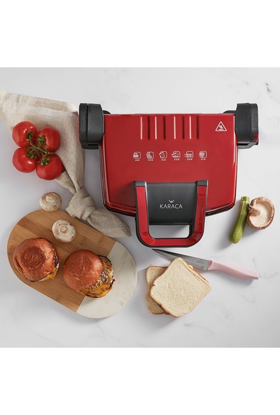 Karaca Future Granit Kırmızı Izgara ve Tost Makinesi 1800W