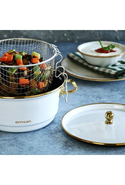 Emsan Troy Emaye 20 cm Kızartma Tenceresi Beyaz Emsan Troy Emaye 20 cm Kızartma Tenceresi Beyaz