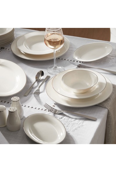 Karaca Lexi Platin 56 Parça 12 Kişilik Porselen Yemek Takımı