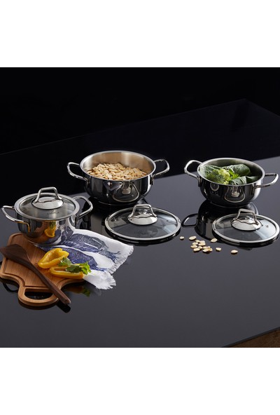 Karaca Atlantik 6 Parça Midi Çelik Tencere Seti
