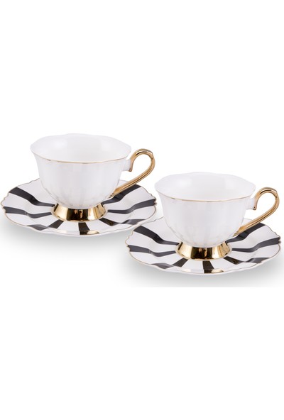 Karaca Romantic 2 Kişilik Siyah Çizgili Çay Fincanı Karaca Romantic 2 Kişilik Siyah Çizgili Çay Fincanı