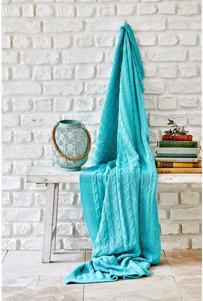 Karaca Home Sofa Açık Mavi Örgü Battaniye Karaca Home Sofa Açık Mavi Örgü Battaniye