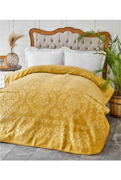 Karaca Home Rauqel Hardal Çift Kişilik Embosy Battaniye