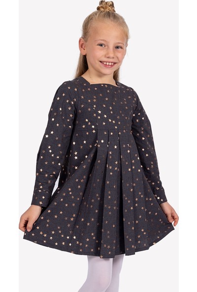 Ozmoz Kız Çocuk Yıldız Parıltılı Kışlık Özel Gün Elbisesi