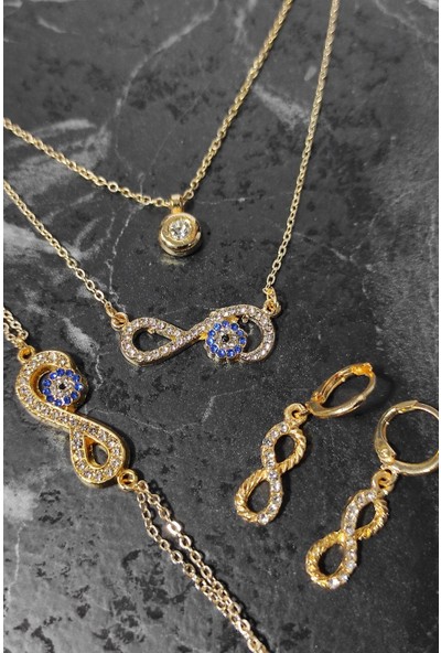 Lena Butik Nazar Boncuklu Takı Seti (Kolye - Bileklik - Küpe)