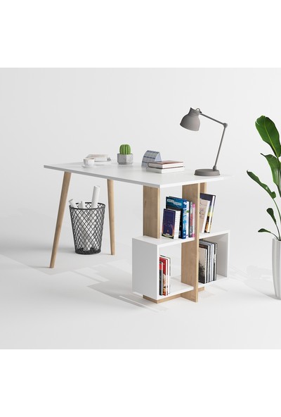Lagomood Side Çalışma Masası Beyaz Meşe