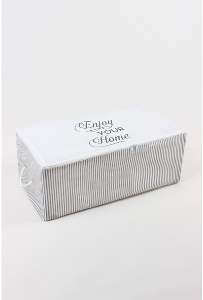 Serstil Baskı Detaylı Gri Çizgili 52 x 28 x 21 cm Küçük Boy Hurç