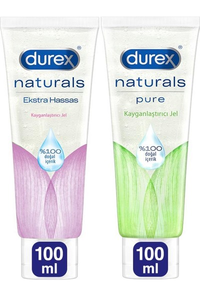 Durex Naturals Ekstra Hassas Jel 100 ml + Naturals Pure Jel 100 ml