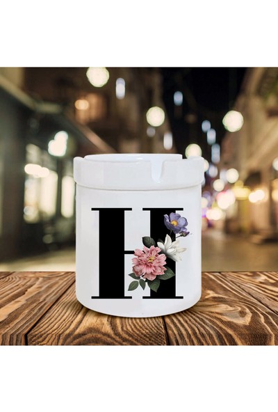 H Harfi Baskılı Seramik Küllük