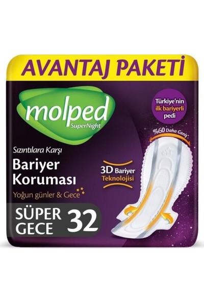 Molped Supernight Sızıntılara Karşı Bariyer Koruması Gece 32 Adet Molped Supernight Sızıntılara Karşı Bariyer Koruması Gece 32 Adet