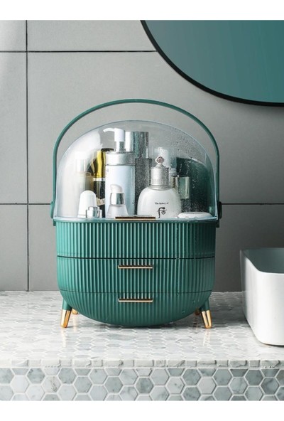 Mastek Çekmeceli Makyaj Organizeri Yeşil Makyaj Kutusu Mastek Çekmeceli Makyaj Organizeri Yeşil Makyaj Kutusu