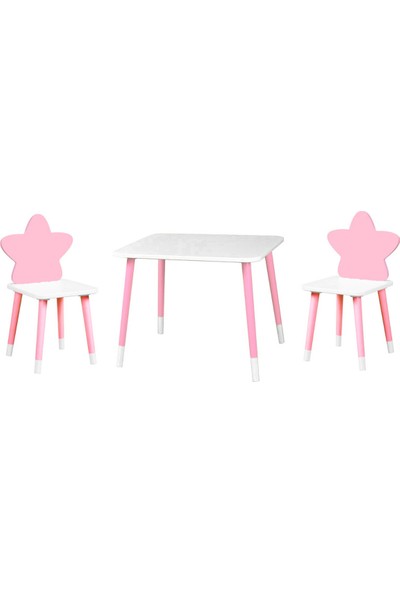 Go Baby Pembe Yıldız Aktivite Masa Sandalyesi (2 Sandalyeli)