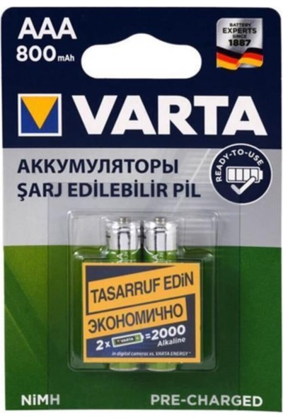 Varta Aaa 800MAH 2li Şarj Edilebilir Pil Varta Aaa 800MAH 2li Şarj Edilebilir Pil
