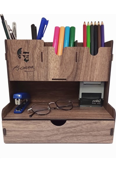 Myd Ahşap Masaüstü Kalemlik Organizer Ahşap