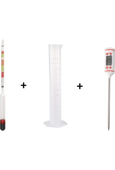 Zauss Üçlü Ölçek Hidrometre- 100ML Mezür - Daldırmalı Termometre Fermante Alkol Ölçüm Seti Zauss Üçlü Ölçek Hidrometre- 100ML Mezür - Daldırmalı Termometre Fermante Alkol Ölçüm Seti