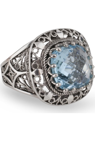 Filigran Silver 925 Ayar Gümüş El Tasarımı Telkari Sanatı Doğal Sky Blue Topaz Taşlı Kutup Yıldızı Motifli Kadın Yüzük Filigran Silver 925 Ayar Gümüş El Tasarımı Telkari Sanatı Doğal Sky Blue Topaz Taşlı Kutup Yıldızı Motifli Kadın Yüzük