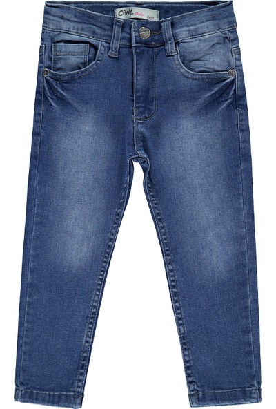 Civil Girls Kız Çocuk Kot Pantolon 2-5 Yaş Mavi