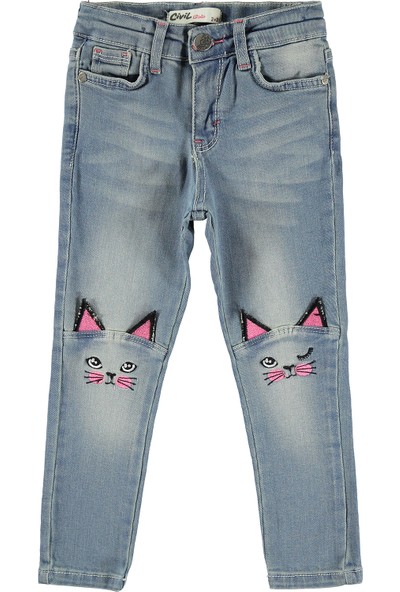 Civil Girls Kız Çocuk Kot Pantolon 2-5 Yaş Mavi