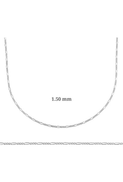 Gumush 1.50 mm Gümüş Figaro Zincir - 0.40 Mikron