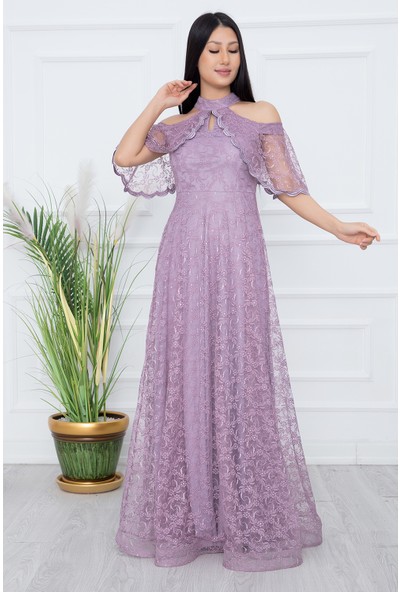 13328 Dantel Abiye Uzun Elbise