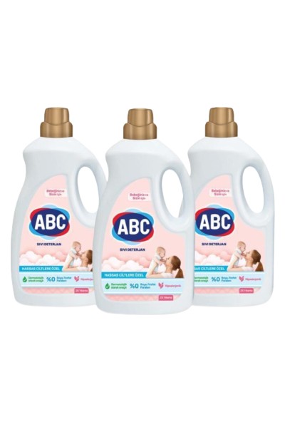 Abc Hassas Ciltlere Özel Sıvı Deterjan 1,5 Lt 3 Lü Abc Hassas Ciltlere Özel Sıvı Deterjan 1,5 Lt 3 Lü