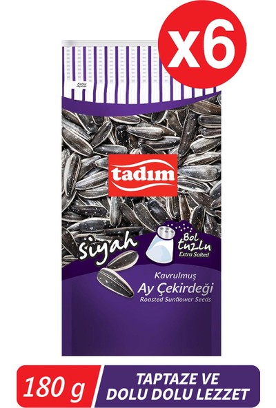 Tadım Bol Tuzlu Siyah Çekirdek 180 gr x 6'lı Tadım Bol Tuzlu Siyah Çekirdek 180 gr x 6'lı