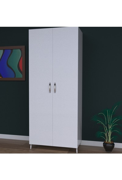 De&se Gardırop Elbise Dolabı Çok Amaçlı Askılı 2 Kapaklı Parlak Beyaz Mdflam De&se Gardırop Elbise Dolabı Çok Amaçlı Askılı 2 Kapaklı Parlak Beyaz Mdflam