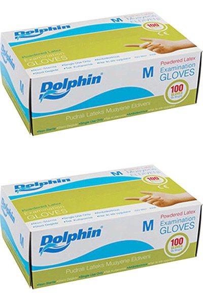 Dolphin Beyaz Lateks Eldiven Pudralı (M) 100lü Paket 2 Adet Dolphin Beyaz Lateks Eldiven Pudralı (M) 100lü Paket 2 Adet