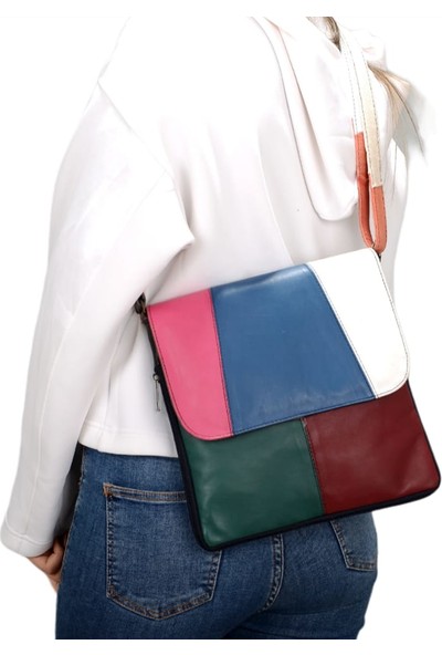 Çantacı Hakiki Deri Çok Renkli Ayarlanabilir Askılı Şık ve Lüx Bayan Postacı Çantası