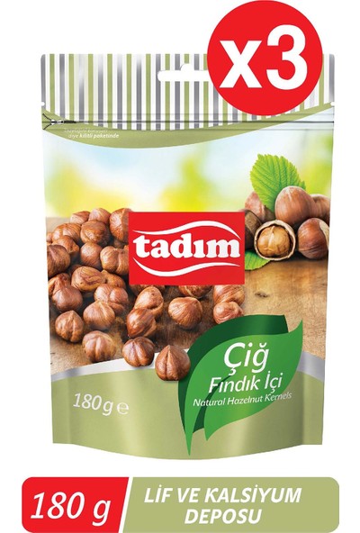Tadım Çiğ Fındık 180 gr x 3'lü Tadım Çiğ Fındık 180 gr x 3'lü