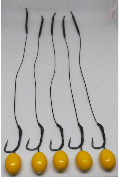 Sazan Rig Dip Yemli Batan Sarı Oval Boncuklu Hazır Rig Takımı(5' Li Set)