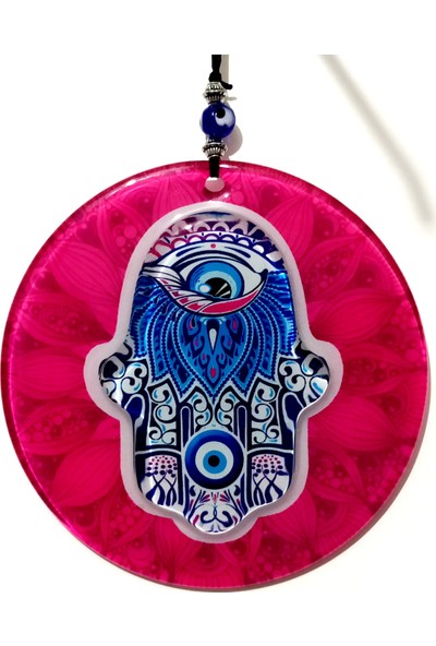 Mixperi Mavi Nazar Boncuklu Fuşya Rengi Kabartmalı Fatma Ana Bereket Eli Cam Duvar Süsü Mixperi Mavi Nazar Boncuklu Fuşya Rengi Kabartmalı Fatma Ana Bereket Eli Cam Duvar Süsü