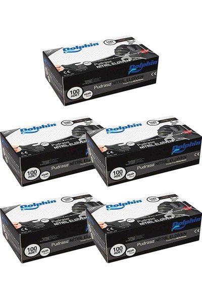 Dolphin Siyah Nitril Eldiven Pudrasız Ekstra Kalın (XL) 100lü Paket 5 Adet Dolphin Siyah Nitril Eldiven Pudrasız Ekstra Kalın (XL) 100lü Paket 5 Adet