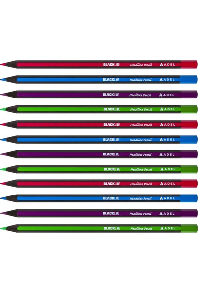 Adel Blackline Renkli Kurşun Kalem Başlık Kalemi 12'li
