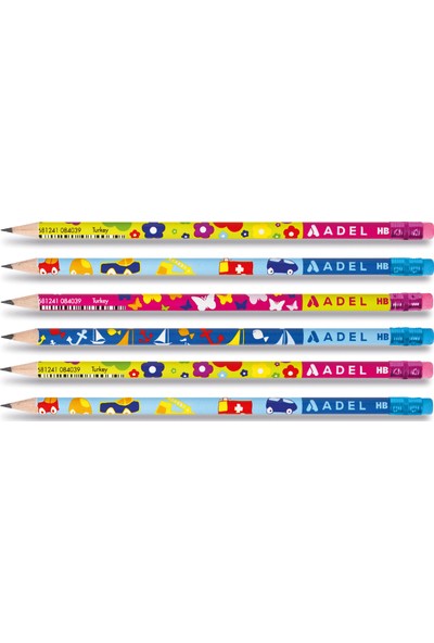 Adel Kids Desenli Yuvarlak Silgili Kurşun Kalem 6'lı Adel Kids Desenli Yuvarlak Silgili Kurşun Kalem 6'lı