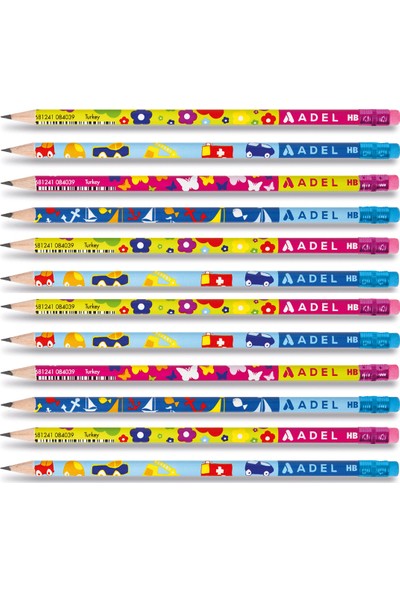 Adel Kids Desenli Yuvarlak Silgili Kurşun Kalem 12'li Adel Kids Desenli Yuvarlak Silgili Kurşun Kalem 12'li
