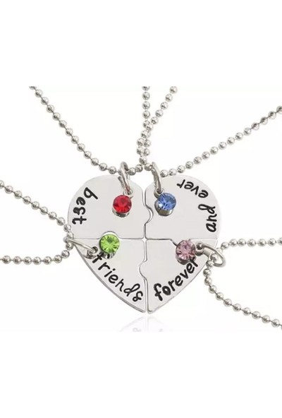 Modanilya Best Friends Forever Bff 4'lü Kalp Arkadaşlık Kolyesi