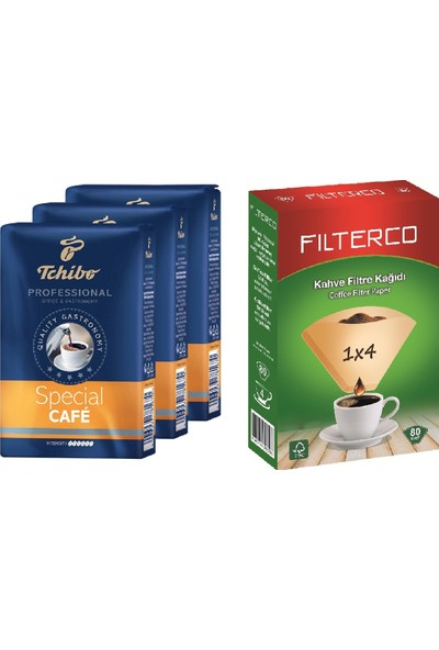 Tchibo Profesional Special Filtre Kahve 250 gr x 3'lü & Filterco Kahve Filtre Kağıdı 1x4 80'li