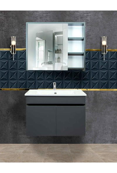 Ertekpa Galata Banyo Dolabı Takımı 75 cm Antrasit Ertekpa Galata Banyo Dolabı Takımı 75 cm Antrasit