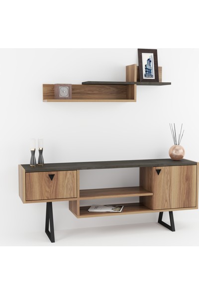 Lagomood India Tv Ünitesi Tv Sehpası Antrasit & Ceviz Lagomood India Tv Ünitesi Tv Sehpası Antrasit & Ceviz