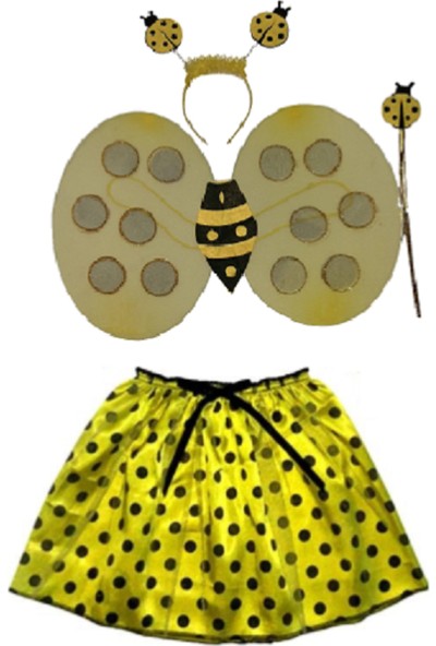 Kostümce Etekli Arı Kostümü Seti Kostümce Etekli Arı Kostümü Seti